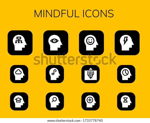 Mindful Icon Set 12 Filled Mindful Stock Vector (Royalty Free ...