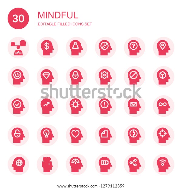 Mindful Icon Set Collection 30 Filled Stock Vector (Royalty Free ...