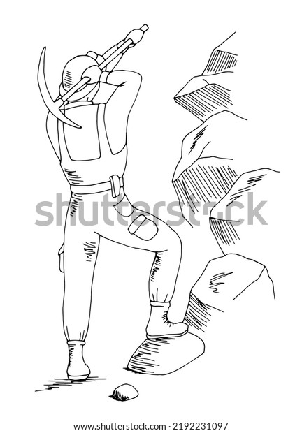 Miner Graphic Black White Isolated Sketch Stock Vector (Royalty Free ...