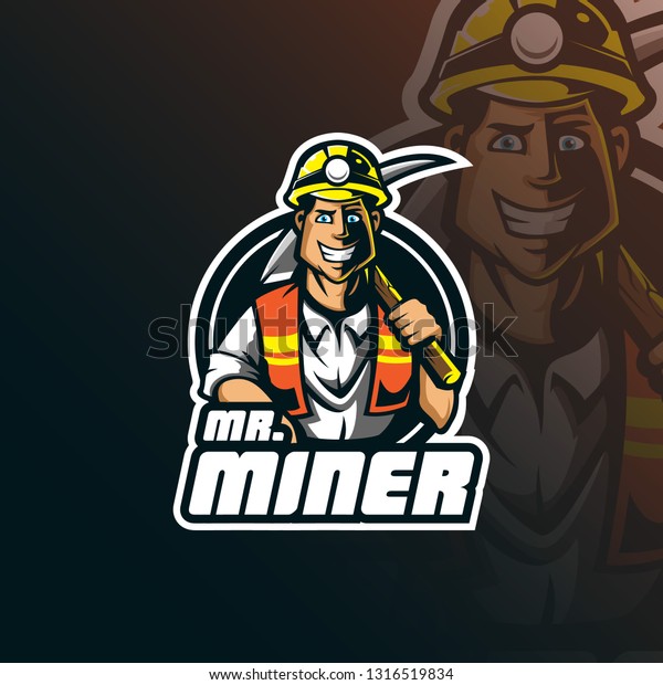 Miner Vector Mascot Logo Design Modern Stock Vector (Royalty Free ...
