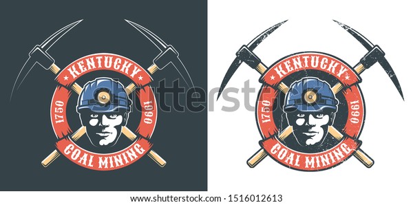 Miners Logo Miner Head Hardhat Lantern Stock Vector (Royalty Free ...