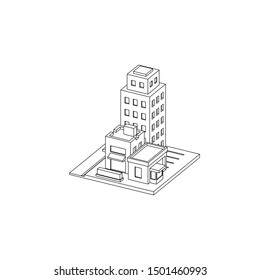Mini City Block Isometric Line Art Stock Vector (Royalty Free ...