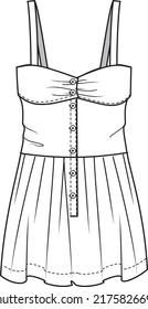 Mini Dress Technical Drawing Vector Stock Vector (Royalty Free ...