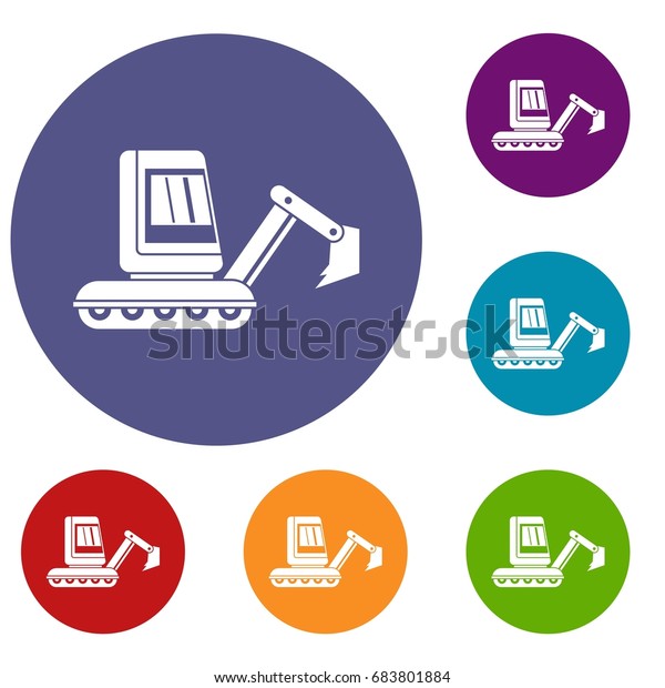 Mini Excavator Icons Set Stock Vector (Royalty Free) 683801884 ...