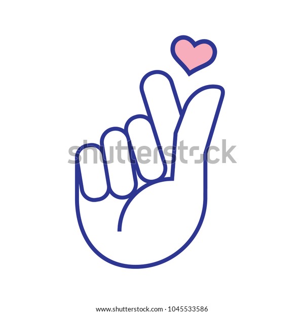 Mini Finger Heart Mono Line Style Stock Vector (Royalty Free) 1045533586