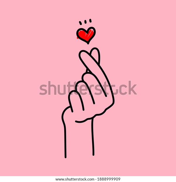 Mini Heart Korean Love Hand Finger Stock Vector (Royalty Free ...