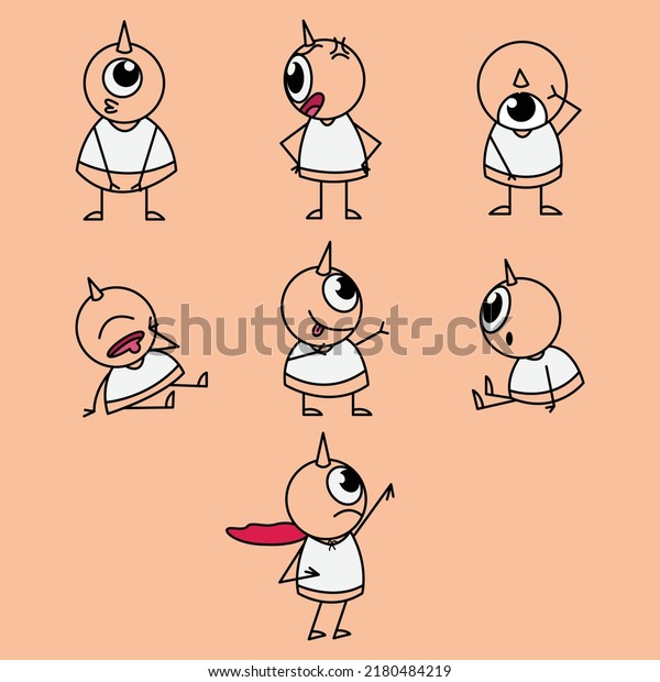 Mini Oni Character Expressions Set Illustration Stock Vector (Royalty ...