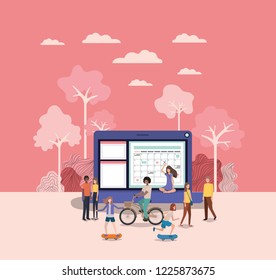 Mini People Laptop Computer Stock Vector (Royalty Free) 1225873669