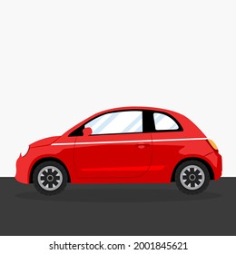 Mini Red Car Cartoon Flat Vector Stock Vector (Royalty Free) 2001845621 ...