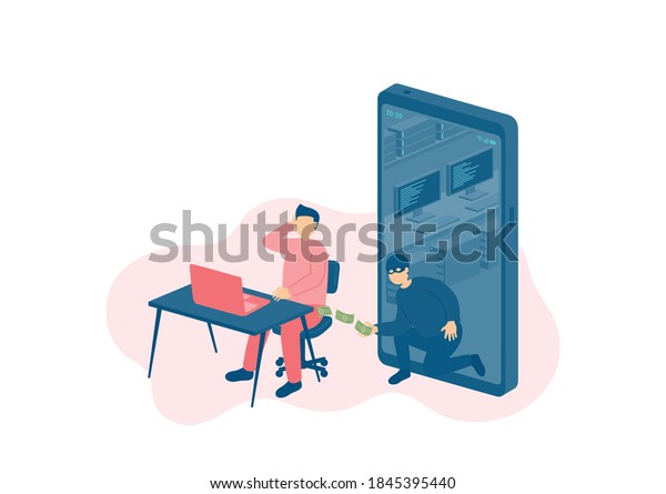 Miniature Man Tiny People Laptop Victim Stock Vector (Royalty Free ...