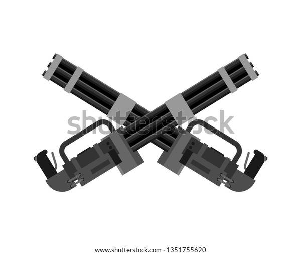 Minigun Crossed Machine Gun Isolated Gattling Stock Vector (Royalty ...