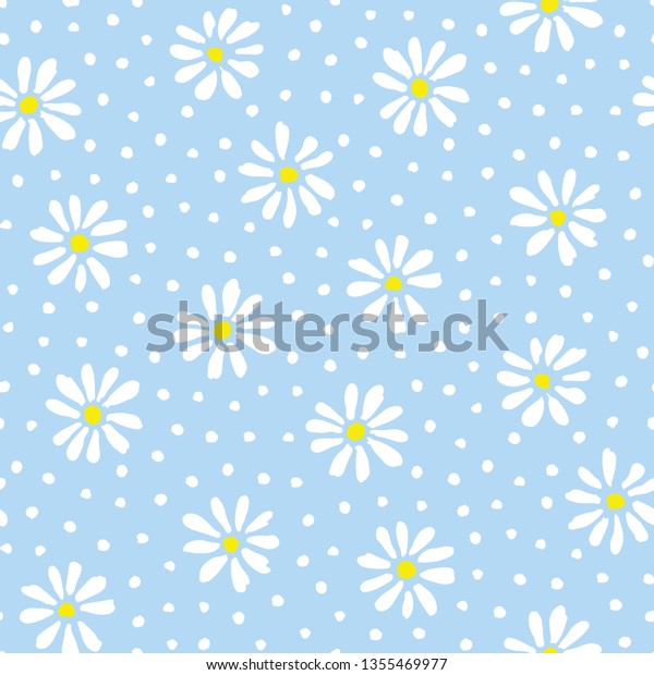 Minimal Cute Handpainted Daisies Dots On Stock Vector (Royalty Free ...