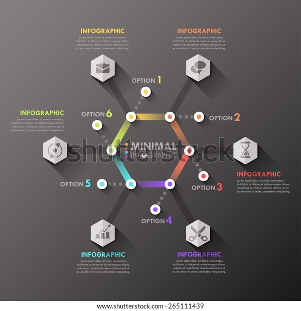 Minimal Infographic Template Polygons 6 Options Stock Vector (Royalty ...