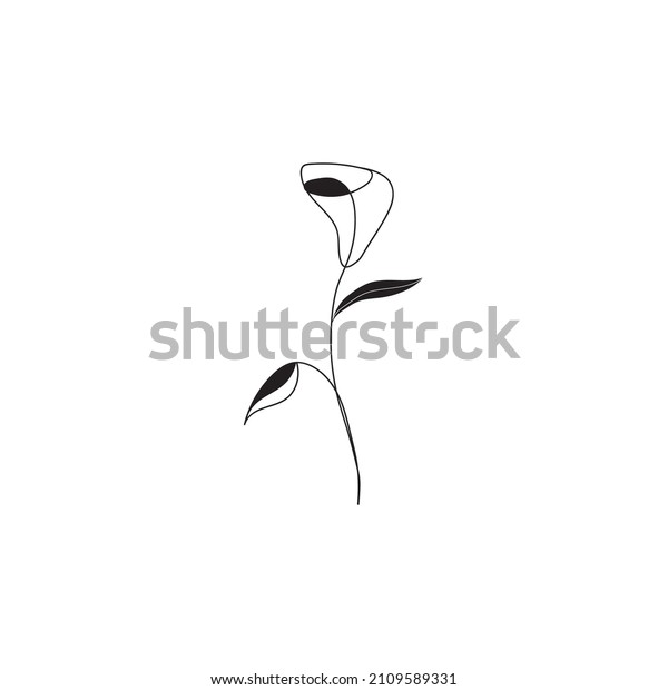 Minimal Line Art Flower Design Stock Vector (Royalty Free) 2109589331 ...