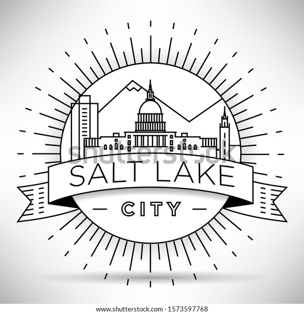 Minimal Salt Lake City Linear Skyline Stock Vector (Royalty Free ...