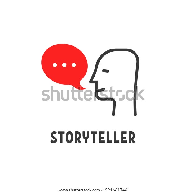 Minimal Storyteller Logo Human Head Flat Stock Vector (Royalty Free ...