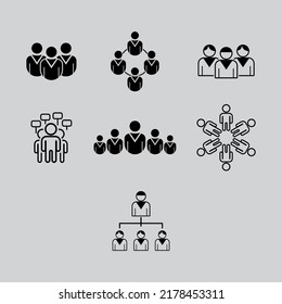 Minimal Teamwork Business Management Icon Set Stock Vector (Royalty ...