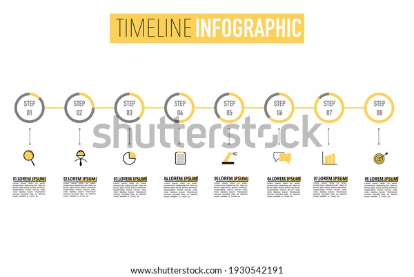 Minimal Timeline Business Process Diagram Flowchart Stock Vector ...
