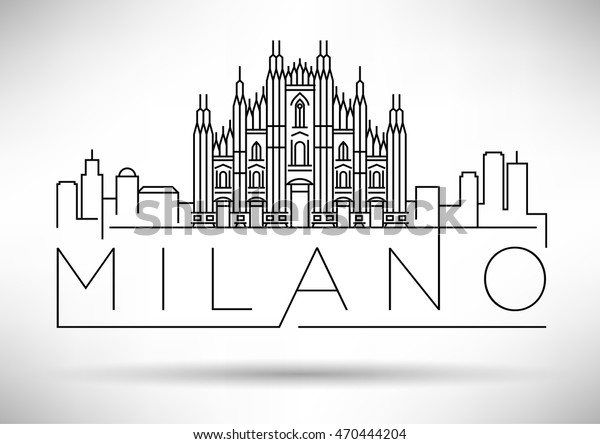 Minimale Lineare Skyline von Vector Milano: Stock-Vektorgrafik ...