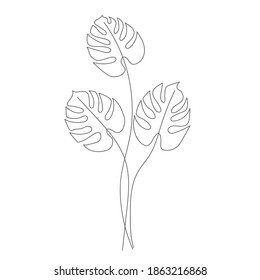 Minimalism Line Drawing Leaf Vector One Stock Vector (Royalty Free ...