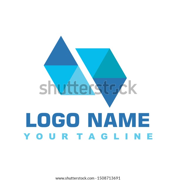 Minimalist Blue Joined Triangles Logo Vector Stock Vector (Royalty Free ...