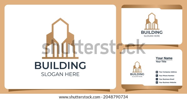 Minimalist Building Logo Set Line Art Stock Vector (Royalty Free ...