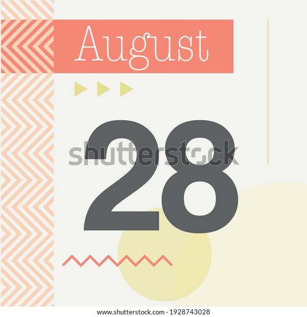 Minimalist Calendar Warm Tones August 28th Stock Vector (Royalty Free ...