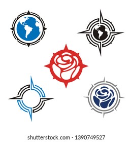 Minimalist Compass Rose Logo Collection Set Stock Vector (Royalty Free ...
