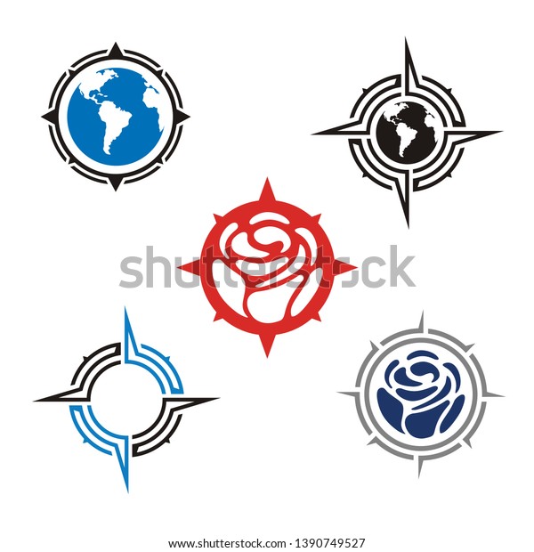 Minimalist Compass Rose Logo Collection Set Stock Vector (Royalty Free ...