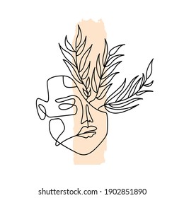 Minimalist Face Line Art Vector Nature: เวกเตอร์สต็อก (ปลอดค่าลิขสิทธิ์ ...