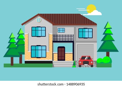 Minimalist Flat Vector House Design Simple Stock Vector (Royalty Free ...