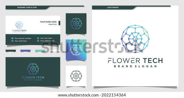 Minimalist Flower Tech Logo Design Unique Stock Vector (Royalty Free ...