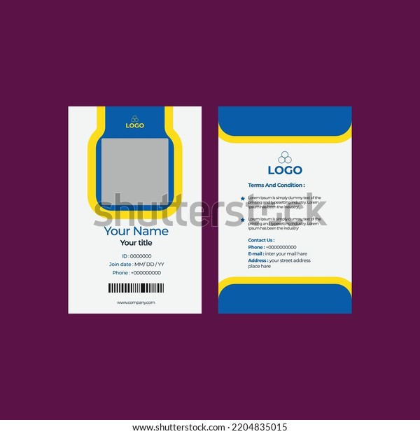 Minimalist Front Back Id Card Template Stock Vector (Royalty Free ...