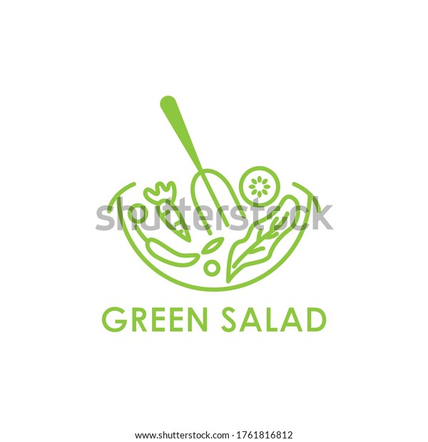 Minimalist Green Salad Logo Design Template Stock Vector (Royalty Free ...