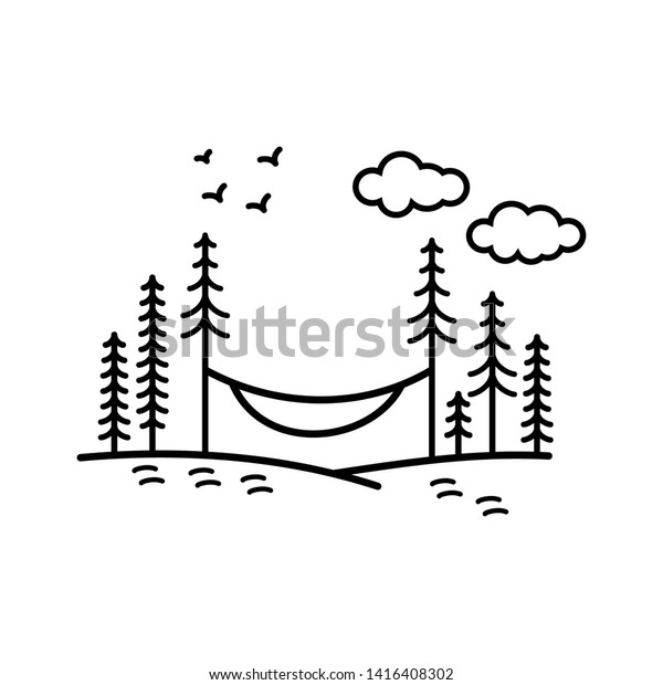 Minimalist Hammock Line Vector Illustration Stock Vector (Royalty Free ...