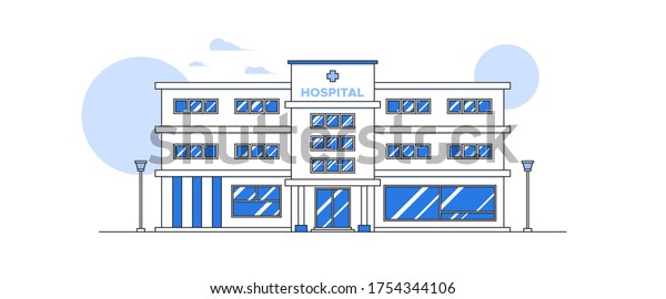 Minimalist Hospital Building Line Art Illustration Stock Vector ...