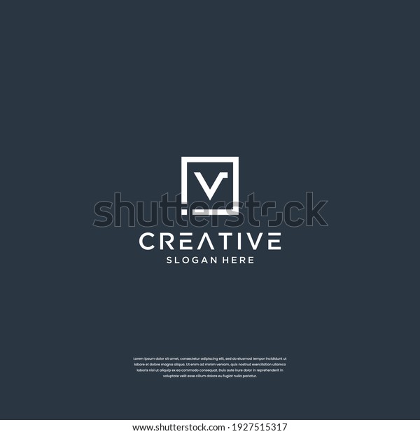 Minimalist Initials V Square Logo Design Stock Vector (Royalty Free ...