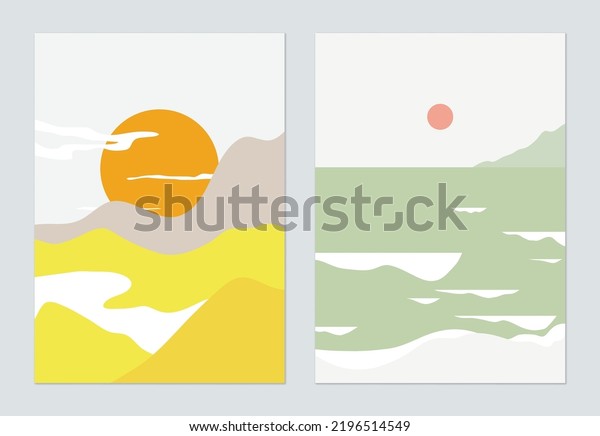 Minimalist Landscape Poster Design Sun Over Stock Vector (Royalty Free ...