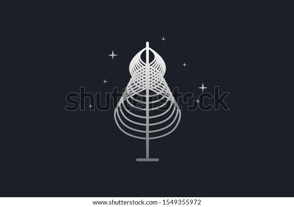 Minimalist Modern Spruce Tree Line Art Stock Vector (Royalty Free ...