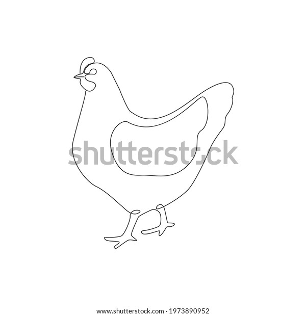 Minimalist One Line Drawing Hen Chicken: เวกเตอร์สต็อก (ปลอดค่า ...