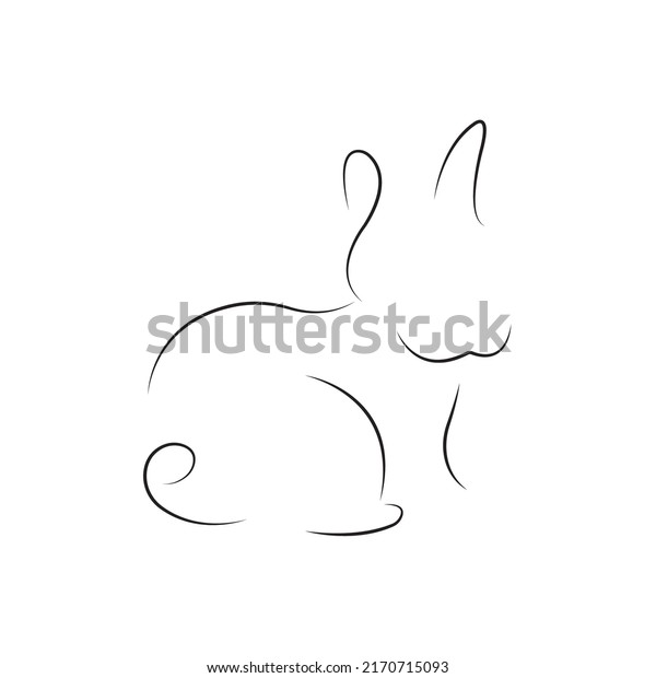 Minimalist Rabbit Outline Black Design Suitable Stock Vector (Royalty ...