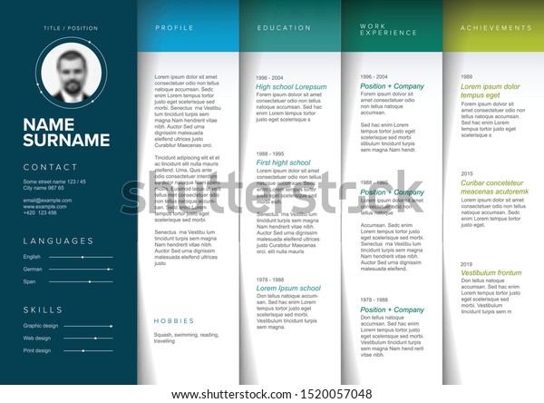 Minimalist Resume Cv Template Paper Stripes: เวกเตอร์สต็อก (ปลอดค่า ...