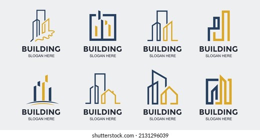 Minimalist Simple Building Logo Set Stock Vector (Royalty Free ...