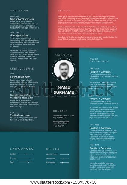 Minimalist Teal Resume Cv Template Stock Vector (Royalty Free) 1539978710