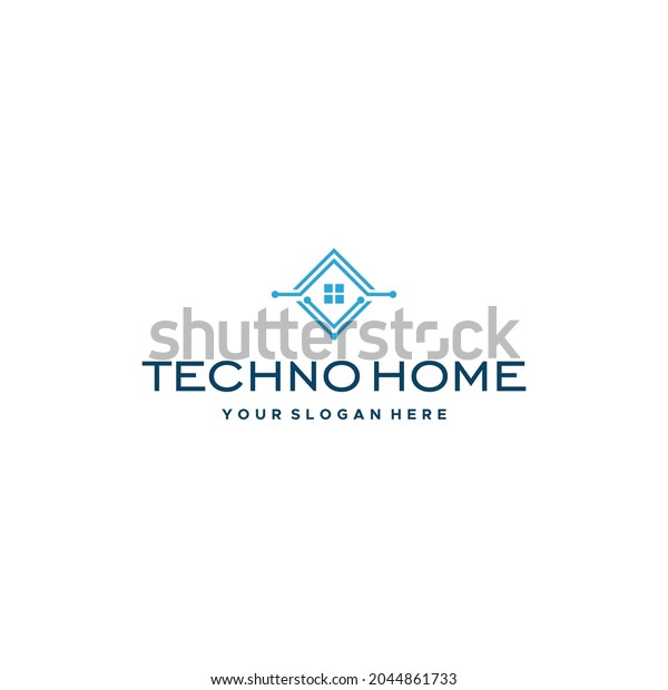 Minimalist Techno Home Square Circuit Logo Stock Vector (Royalty Free ...