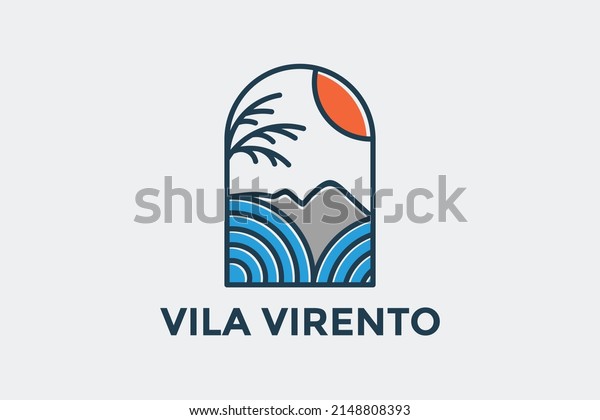 Minimalist Villa Logo Design Branding Card: เวกเตอร์สต็อก (ปลอดค่า ...
