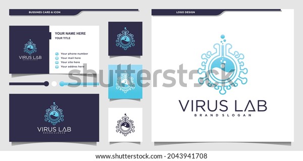 Minimalist Virus Laboratory Logo Design Unique Stock Vector (Royalty ...