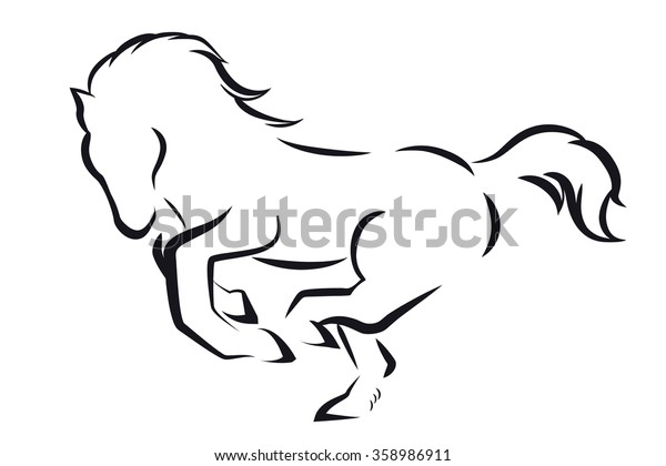 Minimalistic Design Outline Prancing Horse On Stock Vector (Royalty ...