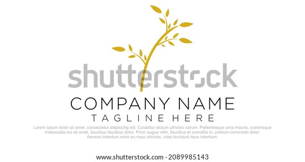 Minimalistic Gentle Logo Icon Branch Plant Stock Vector (Royalty Free ...