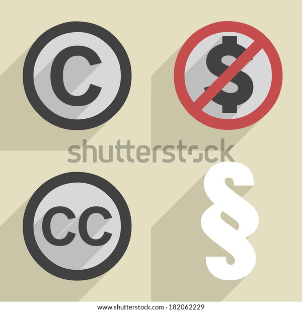 Minimalistic Illustration Set Different Copyright Icons Stock Vector ...